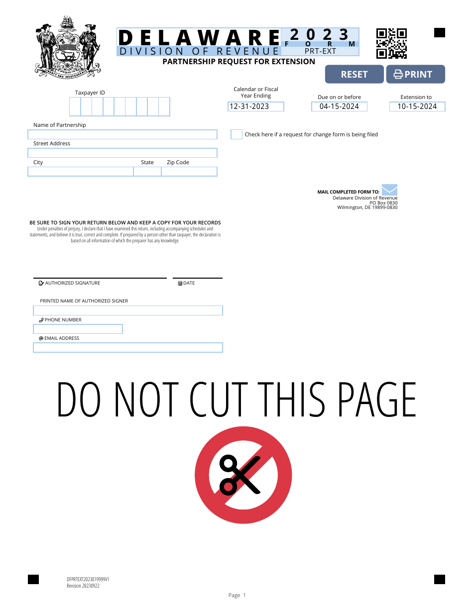 Form PRT-EXT - 2023 - Fill Out, Sign Online and Download Fillable PDF ...
