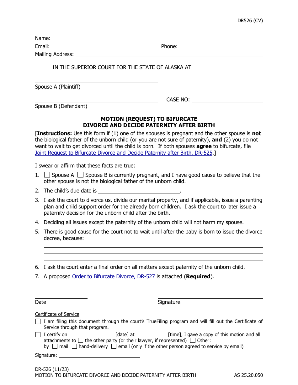 Form DR-526 - Fill Out, Sign Online and Download Fillable PDF, Alaska ...