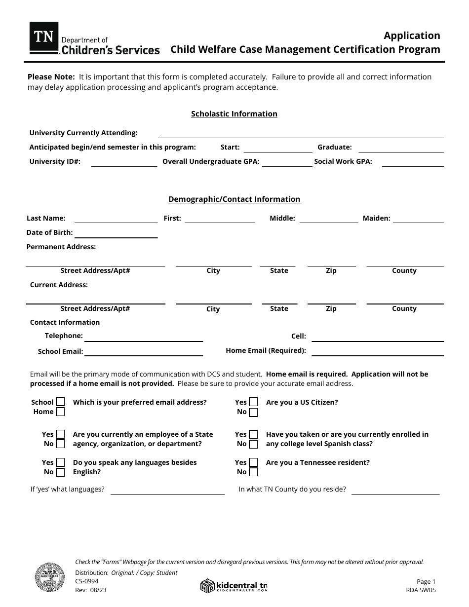 Form CS-0994 - Fill Out, Sign Online and Download Fillable PDF ...
