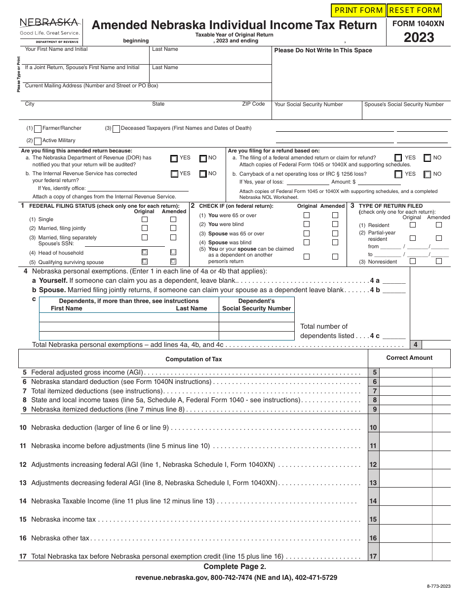 Form 1040XN - 2023 - Fill Out, Sign Online and Download Fillable PDF ...
