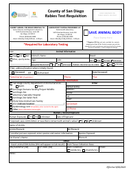 County of San Diego, California Rabies Test Requisition - Fill Out ...