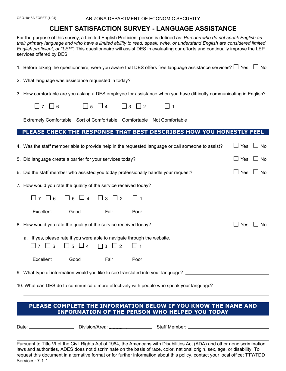 Form OEO-1016A - Fill Out, Sign Online and Download Fillable PDF ...
