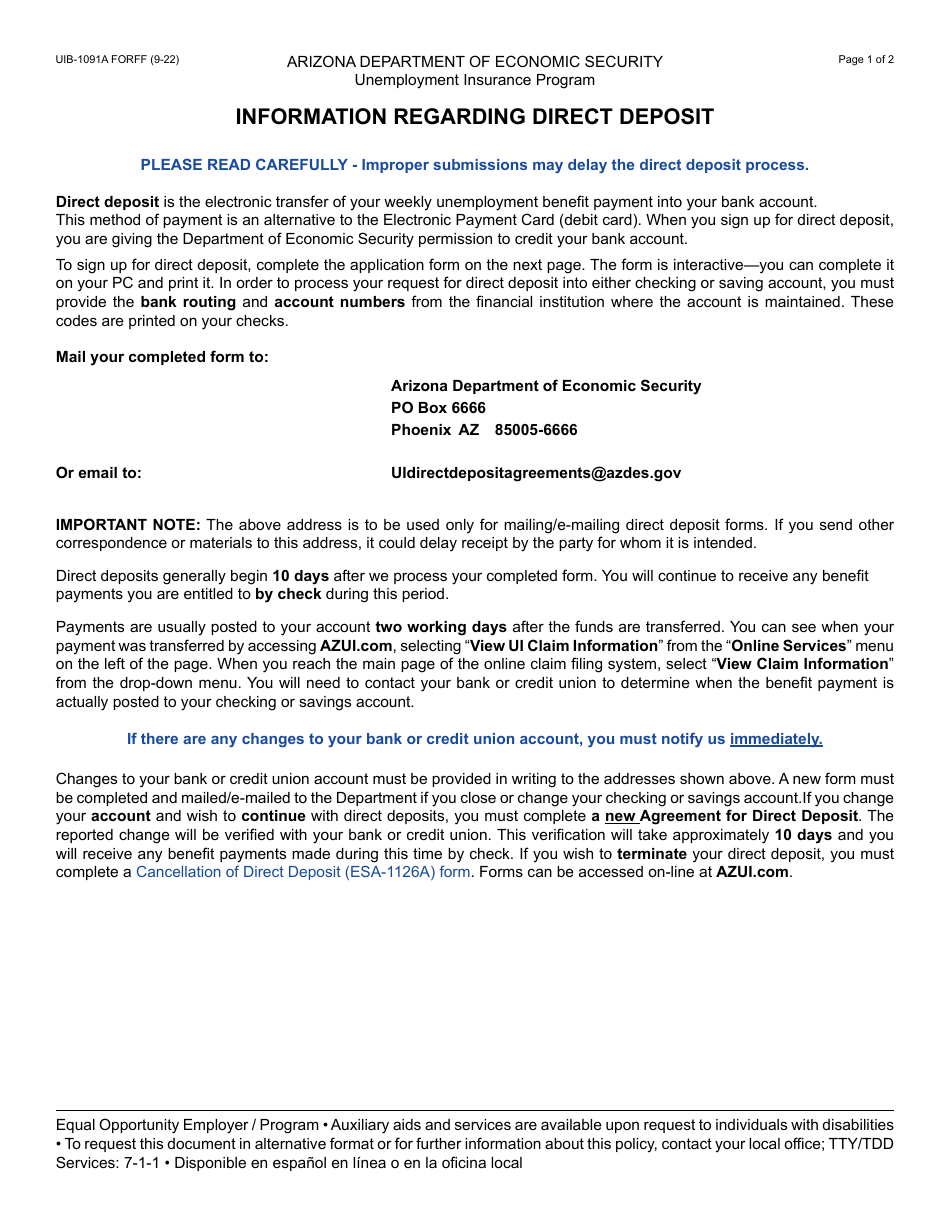 Form UIB-1091A - Fill Out, Sign Online and Download Fillable PDF ...