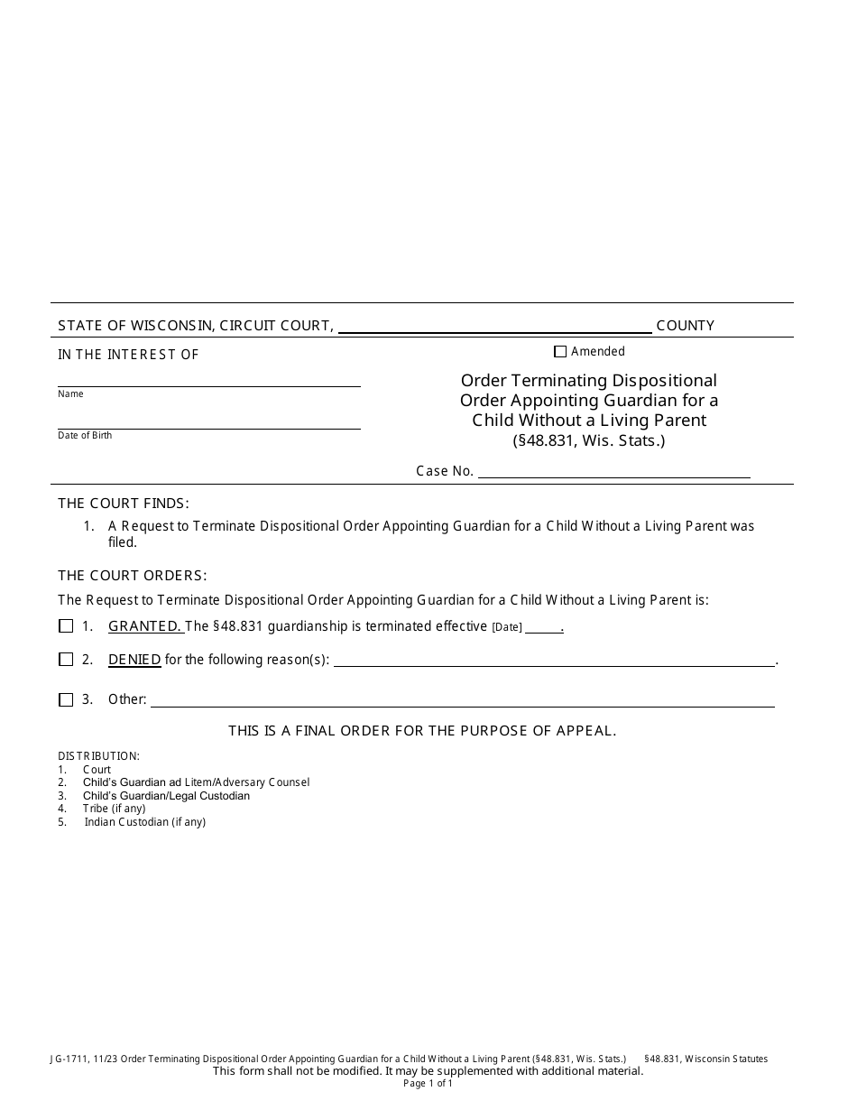 Form JG-1711 - Fill Out, Sign Online and Download Printable PDF ...