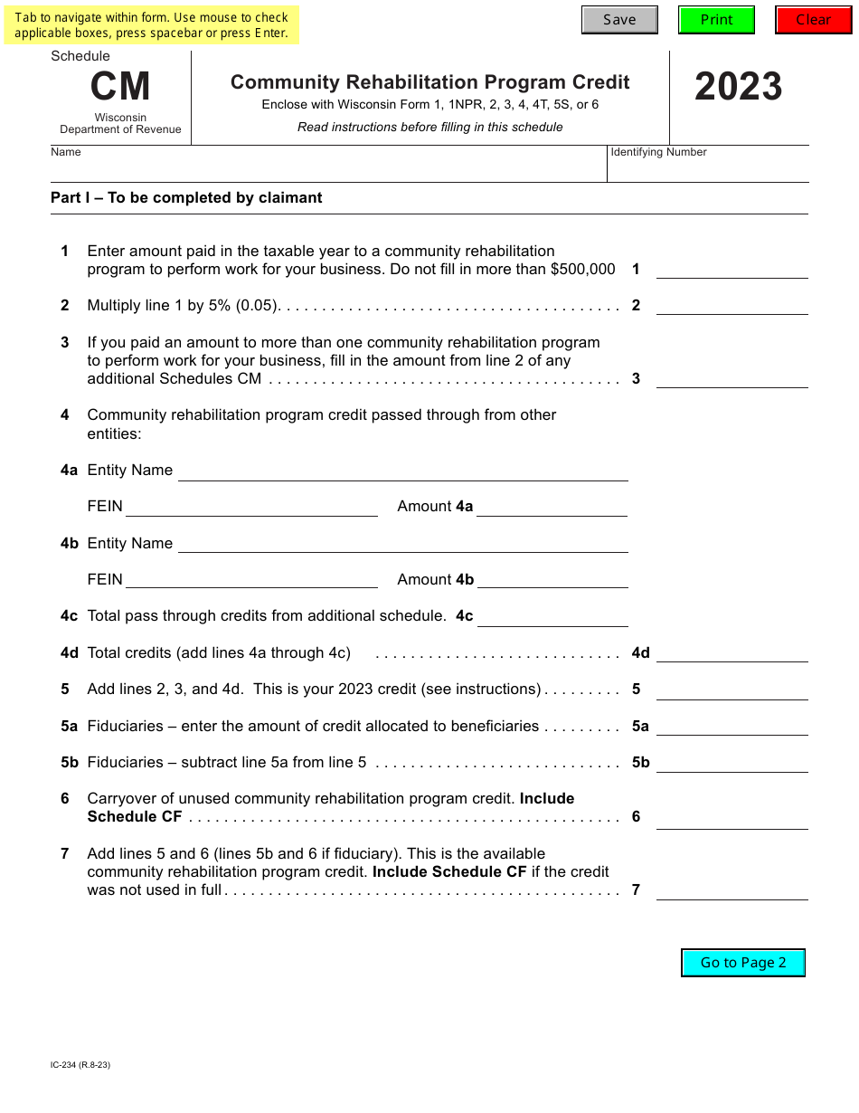 Form IC-234 Schedule CM - 2023 - Fill Out, Sign Online and Download ...