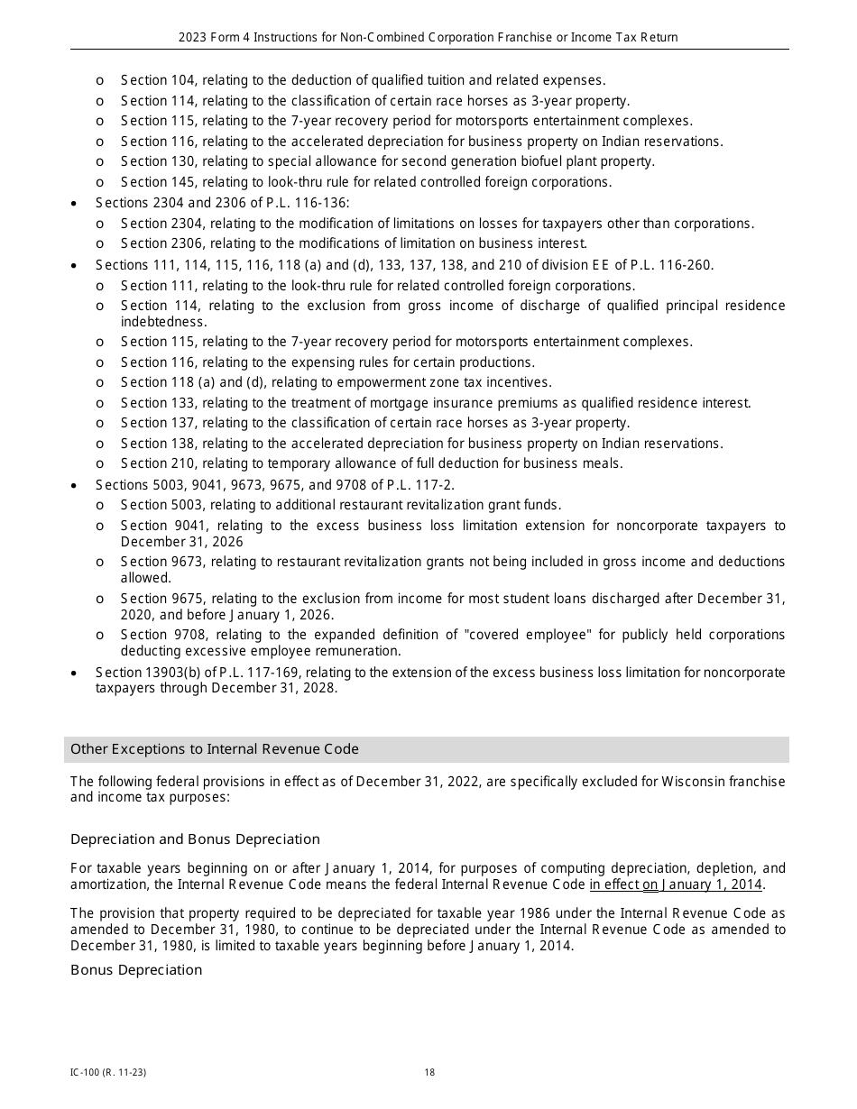 Download Instructions for Form 4, IC-040 Wisconsin Non-combined ...