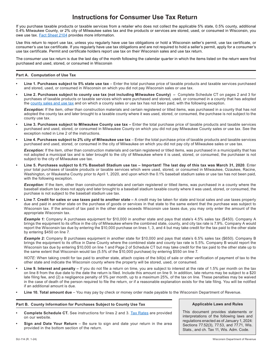 Download Instructions for Form UT-5, SU-050 Consumer Use Tax Return PDF ...
