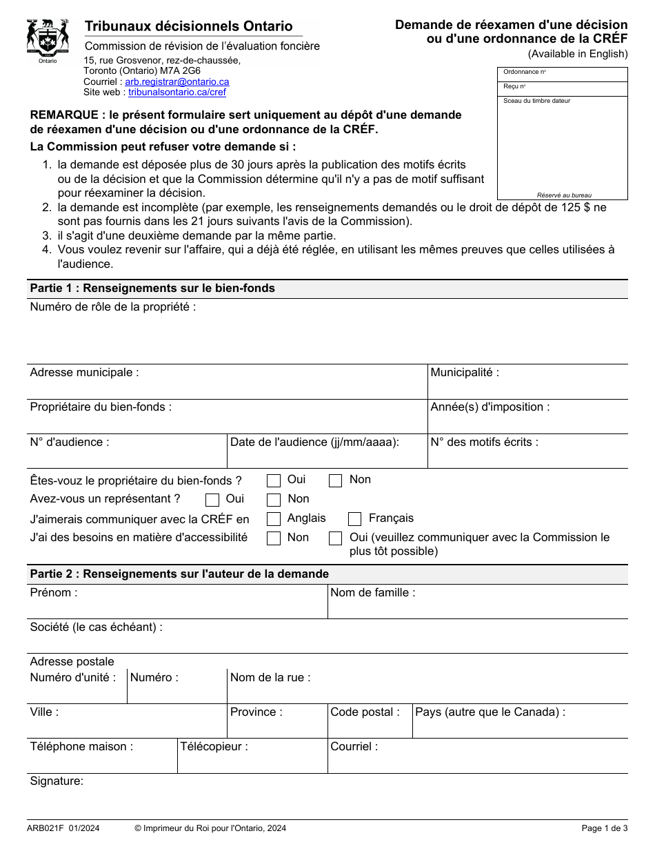 Forme ARB021F - Fill Out, Sign Online and Download Fillable PDF ...