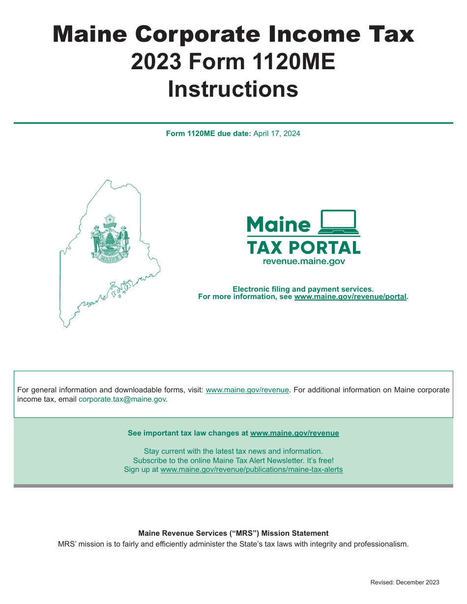 Download Instructions for Form 1120ME Maine Corporate Income Tax Return ...
