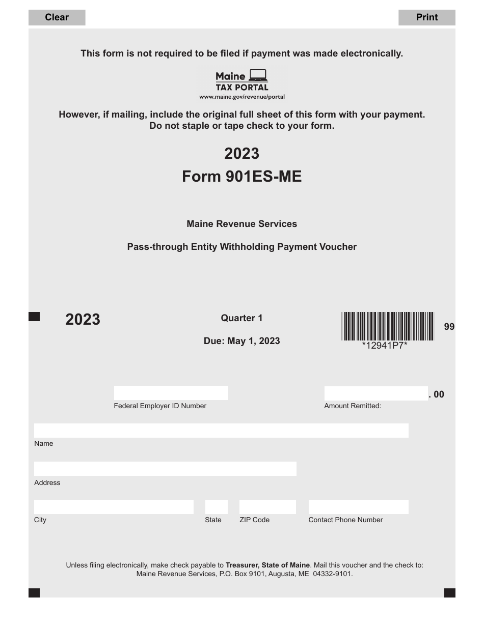 Form 901ES-ME - 2023 - Fill Out, Sign Online and Download Fillable PDF ...