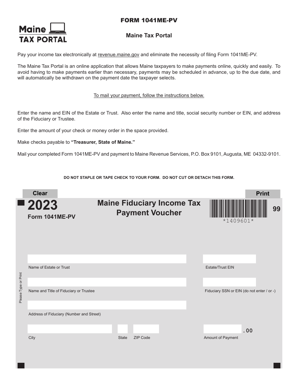 Form 1041ME-PV Download Fillable PDF or Fill Online Maine Fiduciary ...