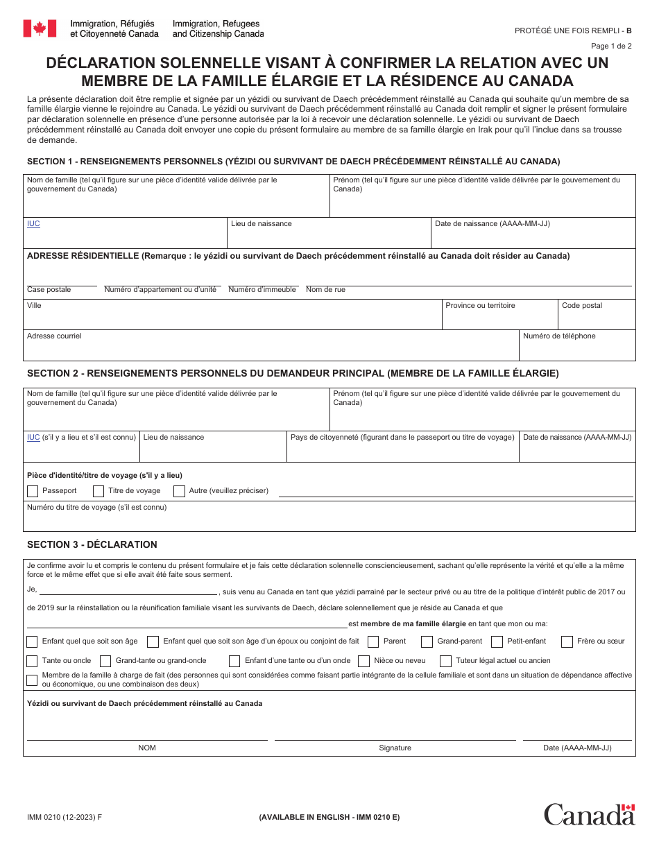Forme IMM0210 - Fill Out, Sign Online and Download Fillable PDF, Canada ...