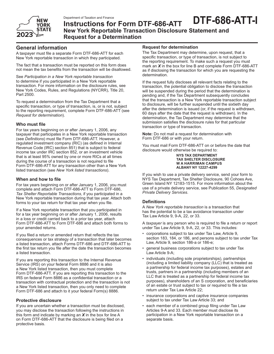 Download Instructions for Form DTF-686-ATT New York Reportable ...