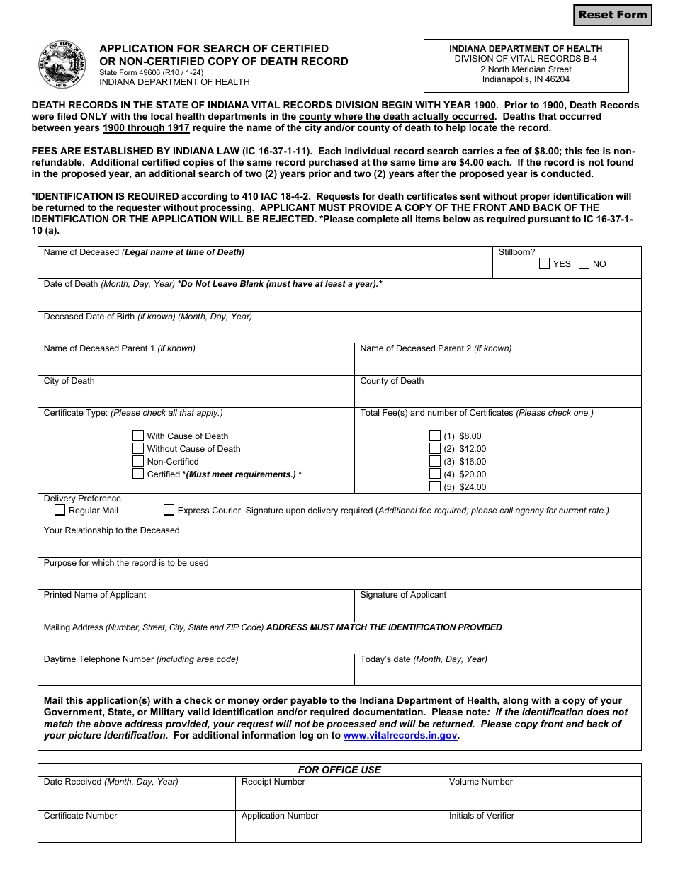 State Form 49606 Download Fillable PDF or Fill Online Application for ...