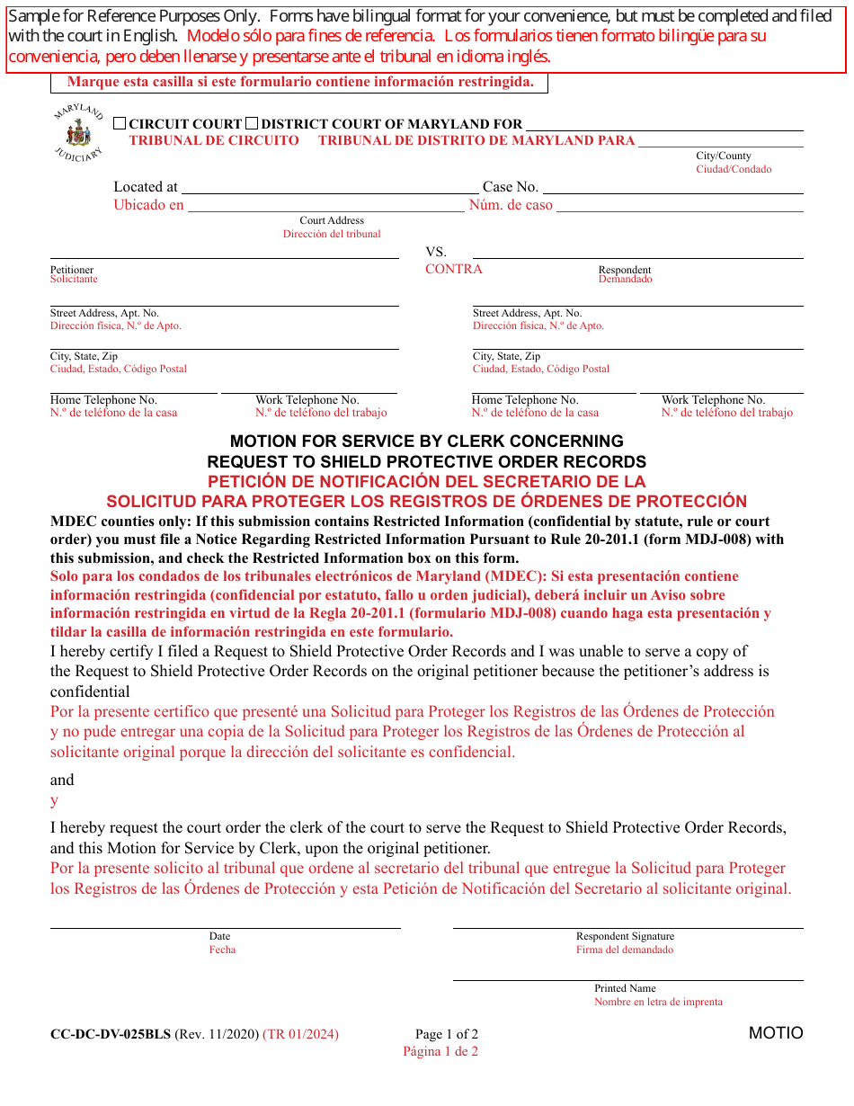 Form CC-DC-DV-025BLS - Fill Out, Sign Online and Download Printable PDF ...