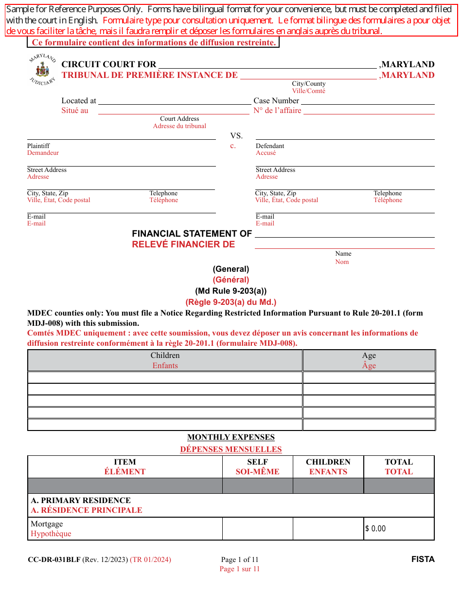 Form CC-DR-031BLF Download Fillable PDF or Fill Online Financial ...