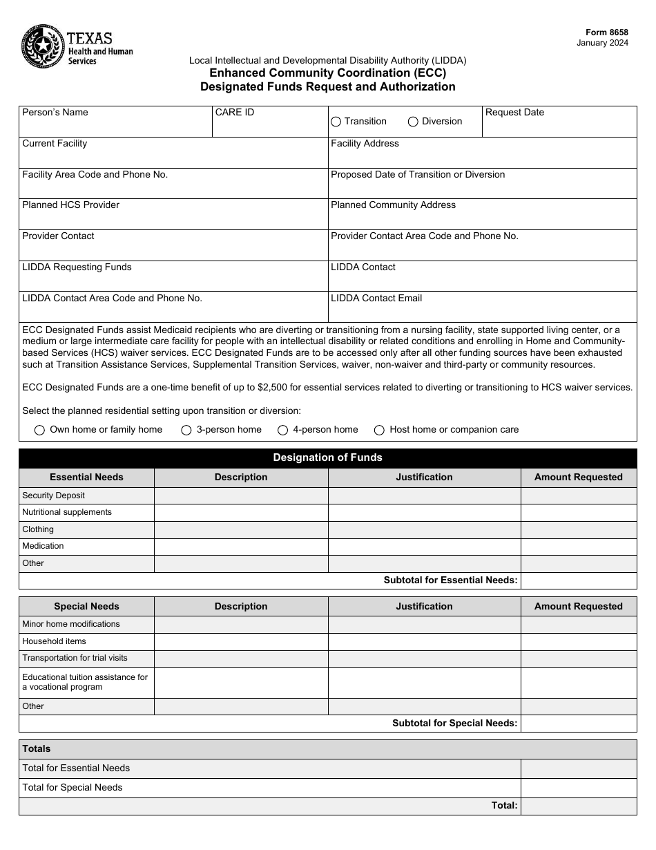 Form 8658 - Fill Out, Sign Online and Download Fillable PDF, Texas ...