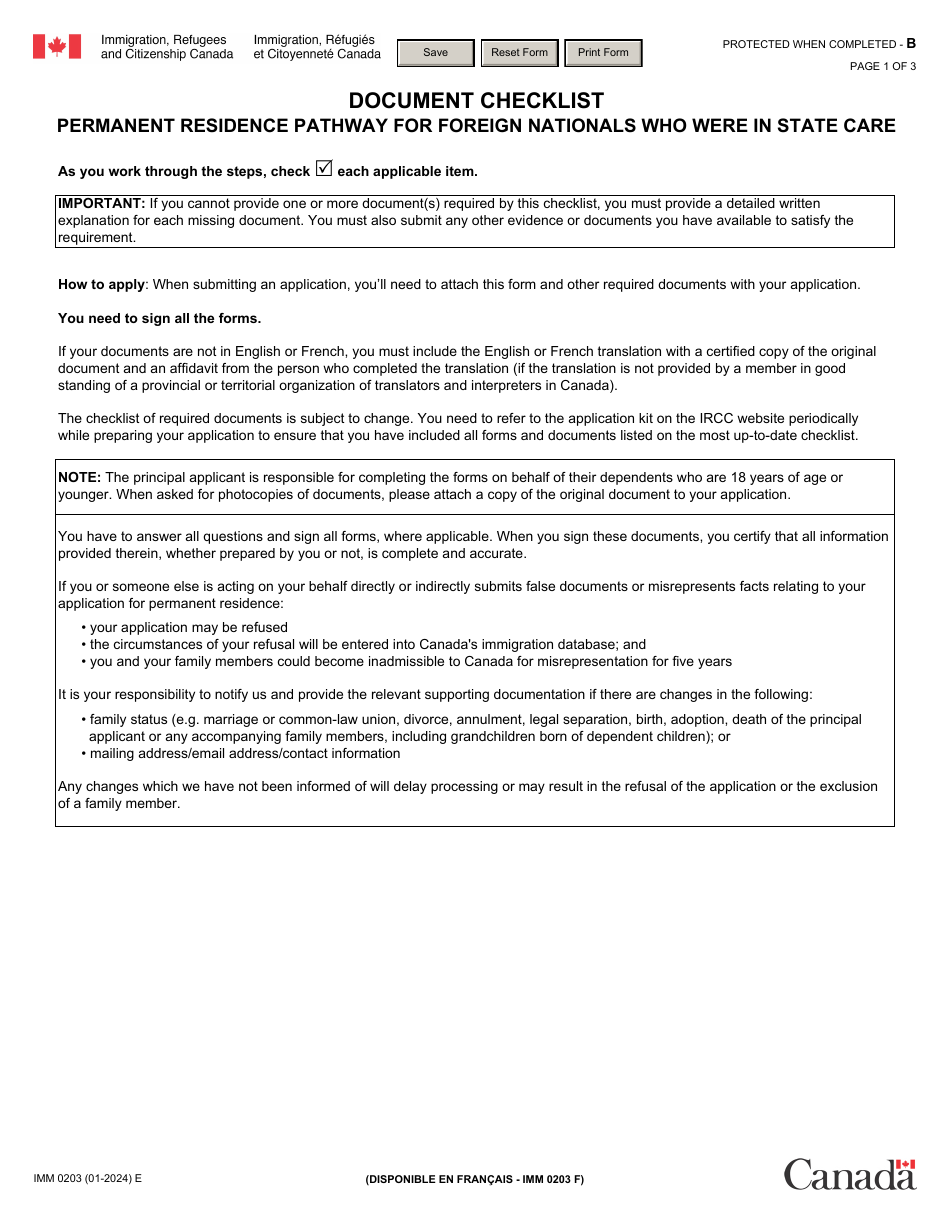 Form IMM0203 - Fill Out, Sign Online and Download Fillable PDF, Canada ...