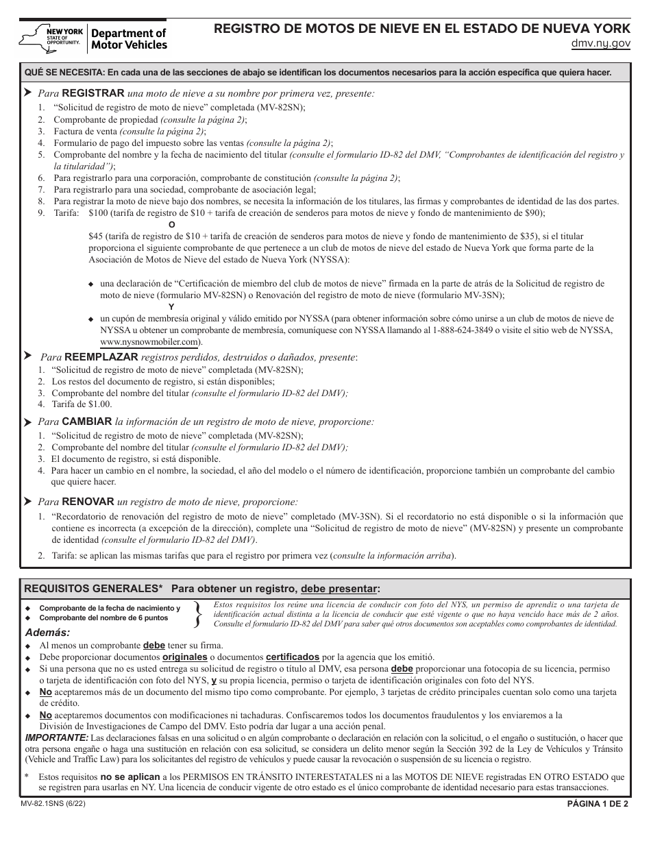 Download Instrucciones para Formulario MV-82SN Snowmobile Registration ...