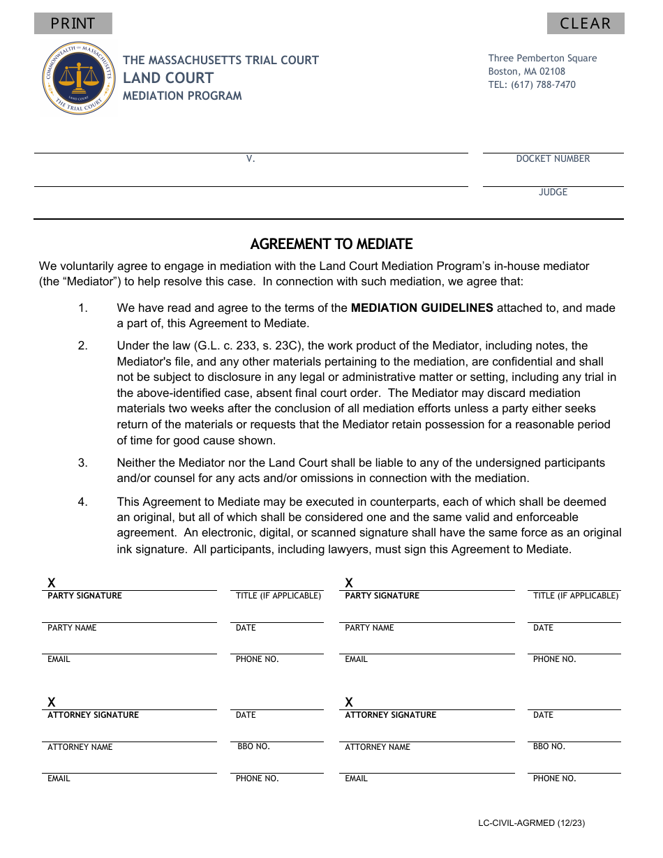 Form LC-CIVIL-AGRMED - Fill Out, Sign Online and Download Fillable PDF ...
