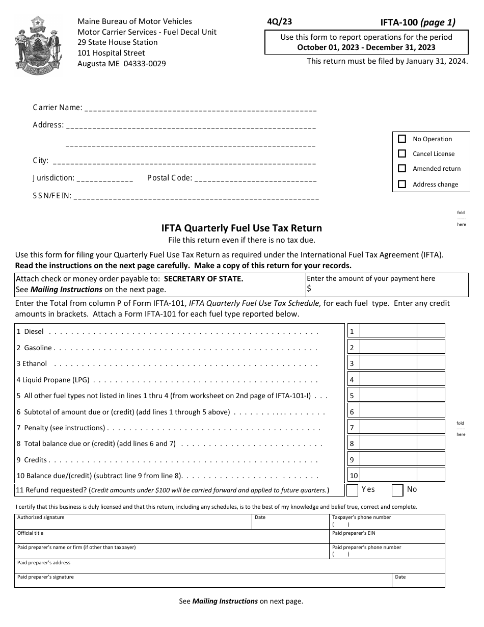 Form IFTA-100 - 2023 - Fill Out, Sign Online and Download Printable PDF ...