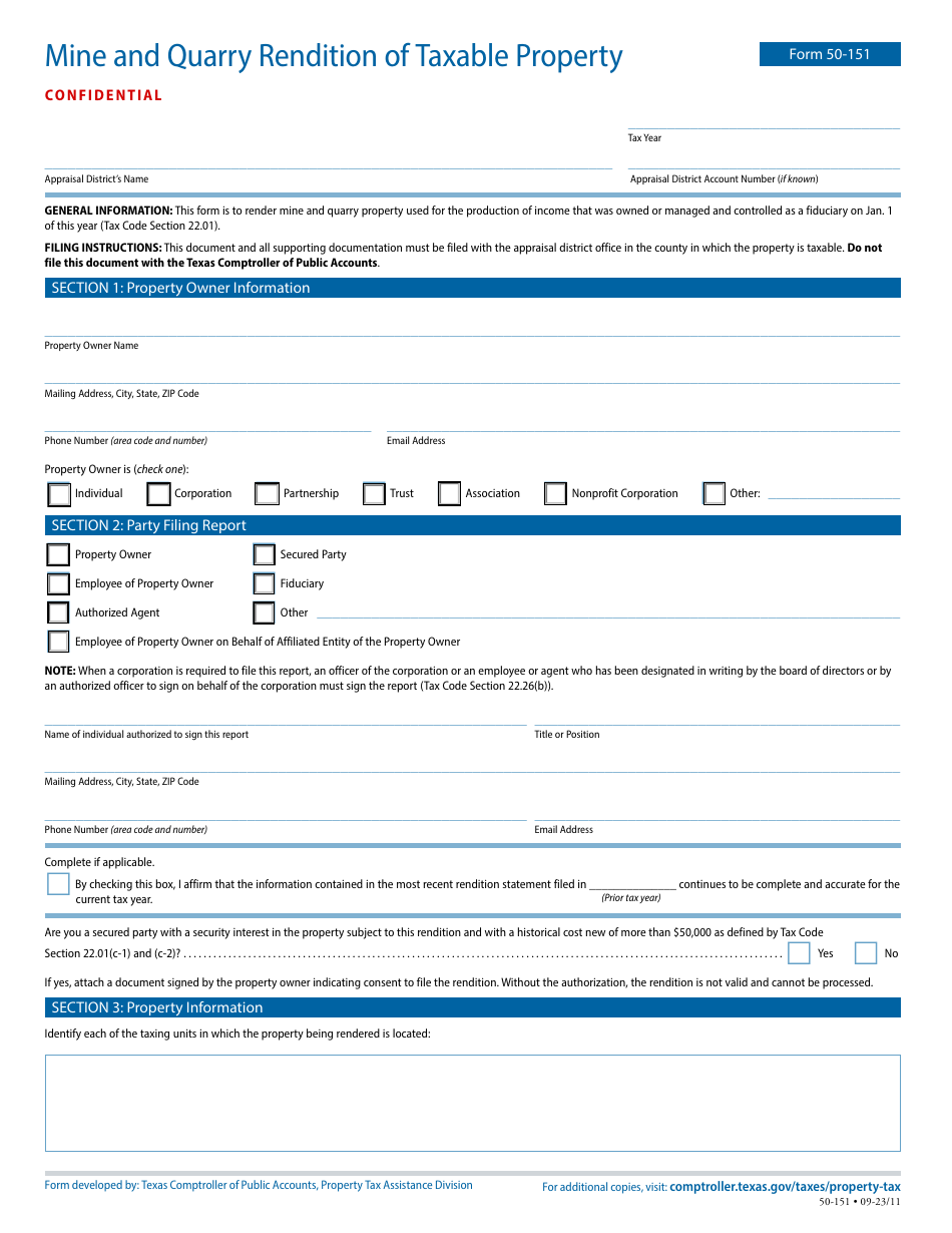 Form 50-151 - Fill Out, Sign Online and Download Fillable PDF, Texas ...