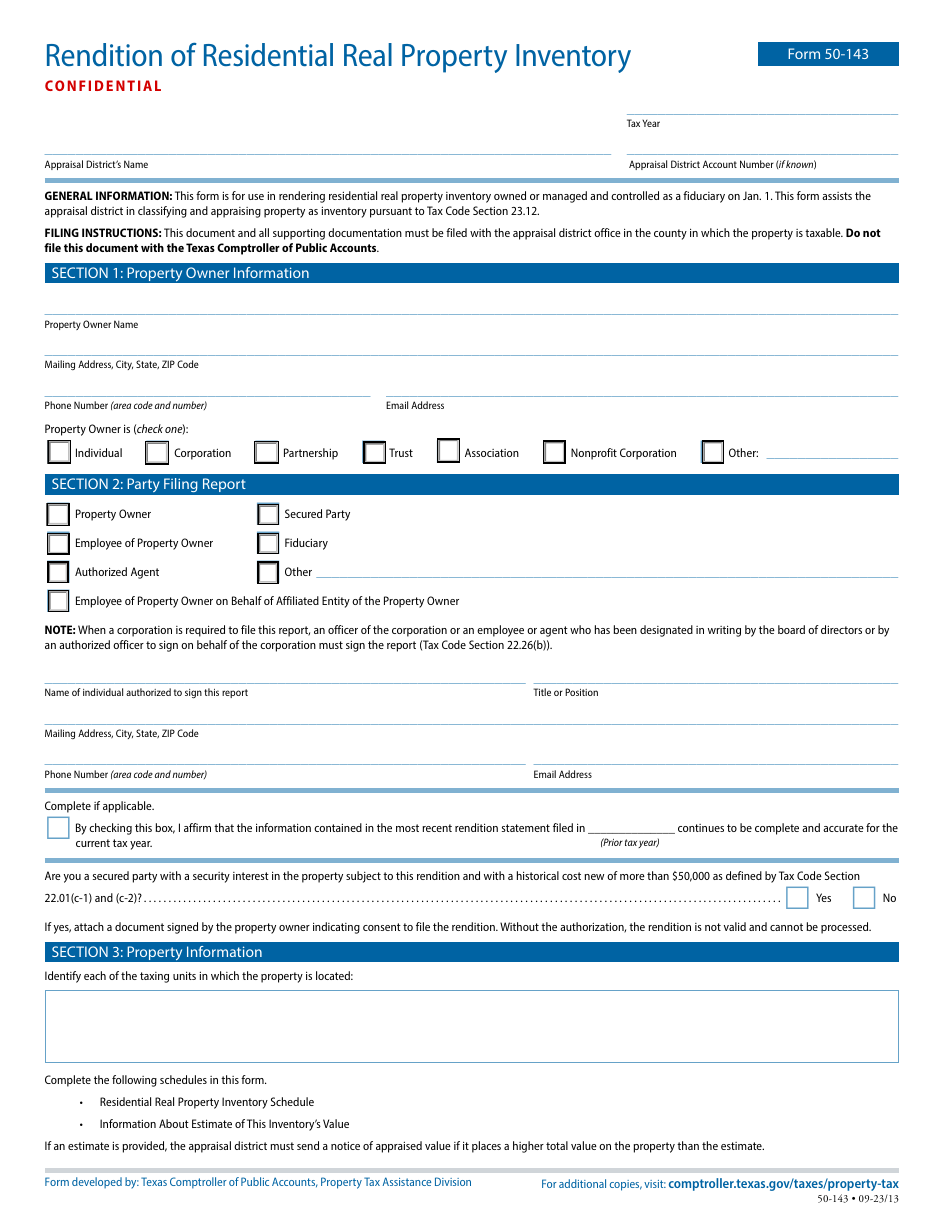 Form 50-143 Download Fillable PDF or Fill Online Rendition of ...