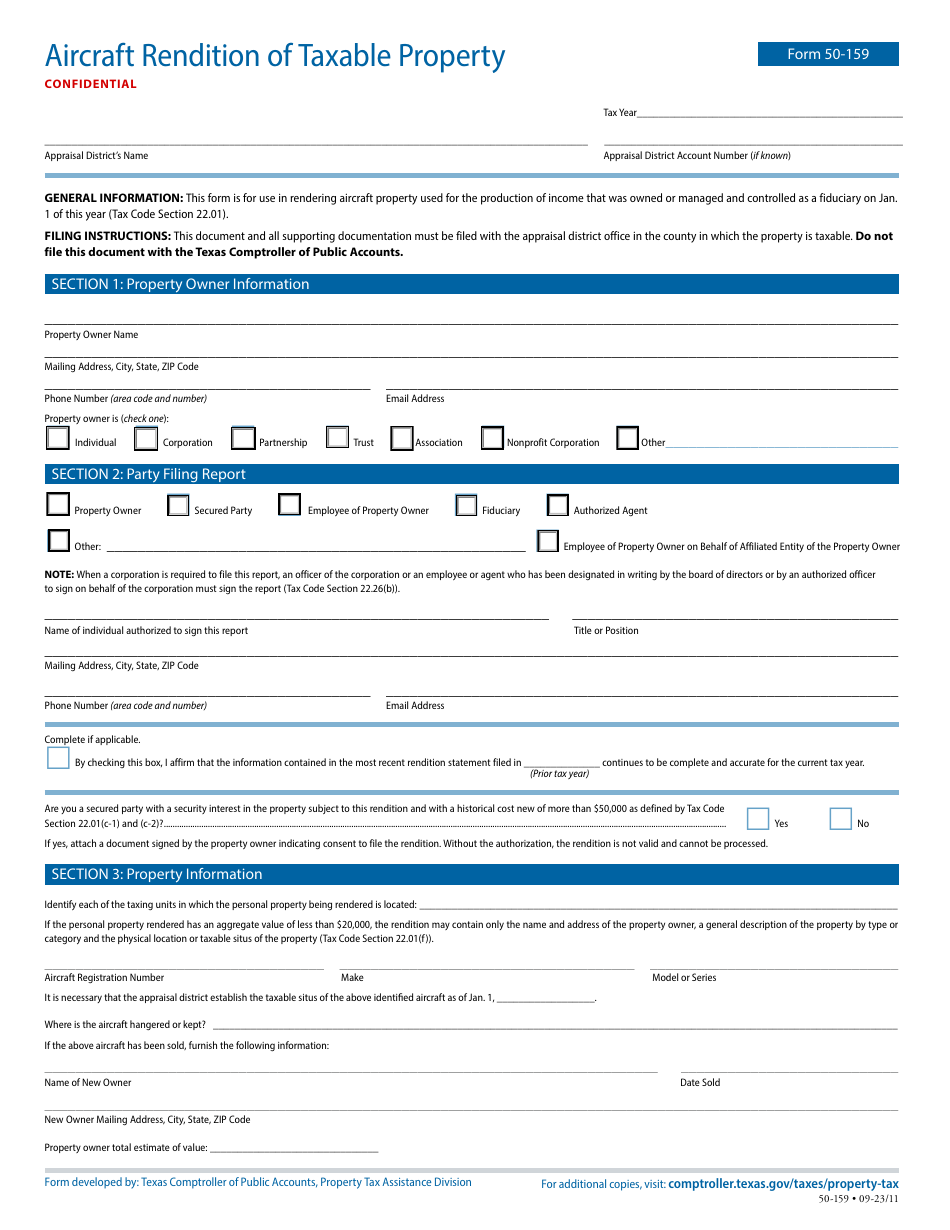 Form 50-159 - Fill Out, Sign Online and Download Fillable PDF, Texas ...