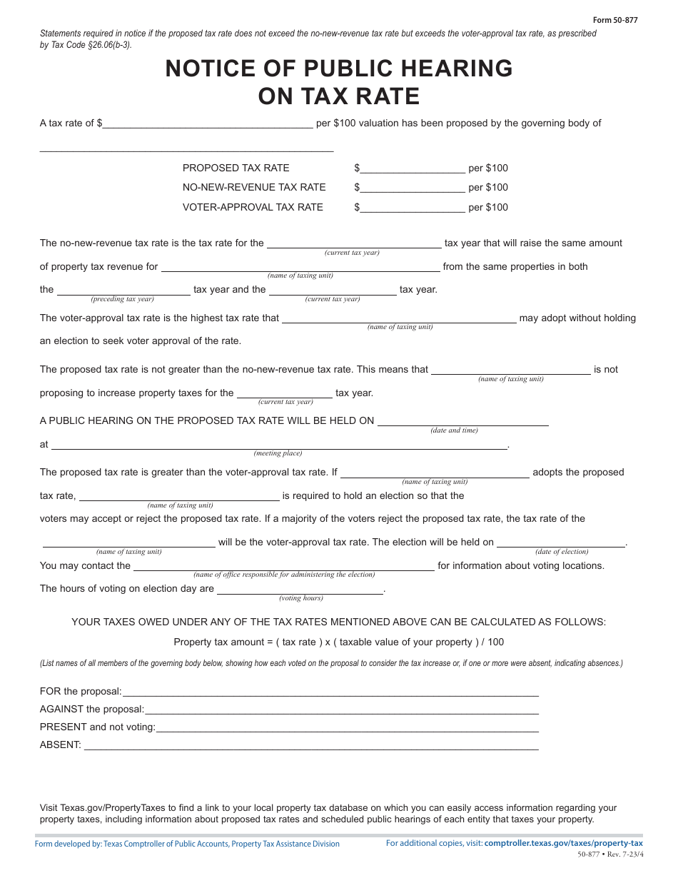 Form 50-877 Download Fillable PDF or Fill Online Notice of Public ...