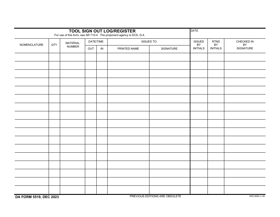DA Form 5519 - Fill Out, Sign Online and Download Fillable PDF ...