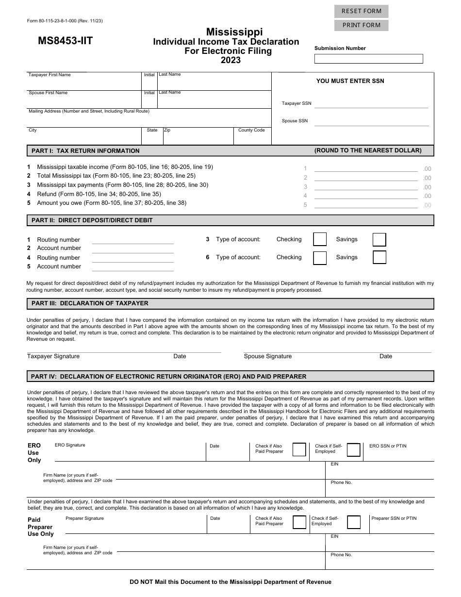 Form 80-115 (MS8453-IIT) Download Fillable PDF or Fill Online ...