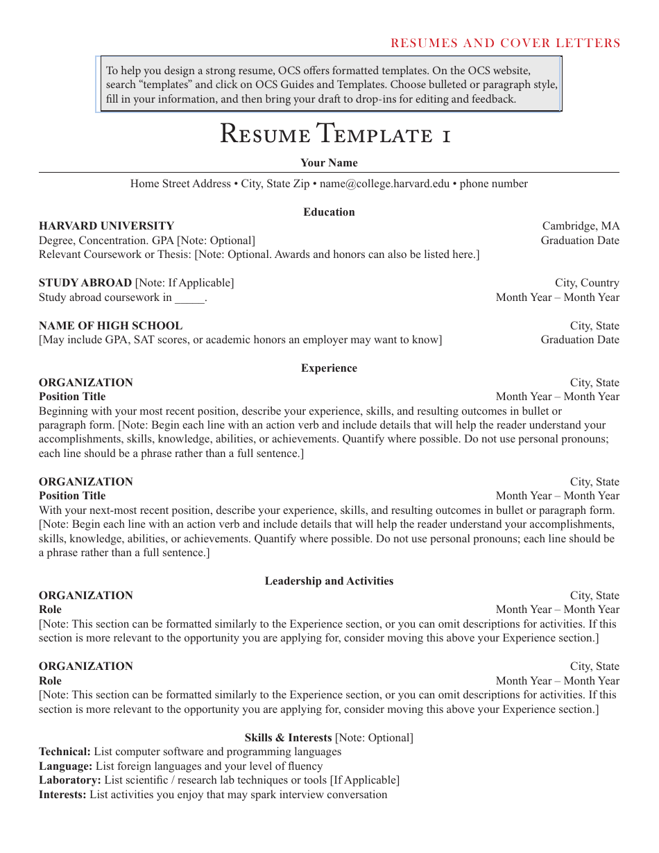 Resumes and Cover Letters - Harvard University Download Printable PDF ... Resumes and Cover Letters - Harvard University Download Printable PDF ...