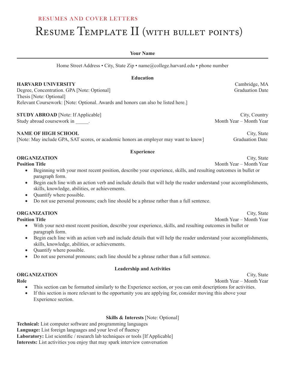 Resumes and Cover Letters - Harvard University Download Printable PDF ... Resumes and Cover Letters - Harvard University Download Printable PDF ...