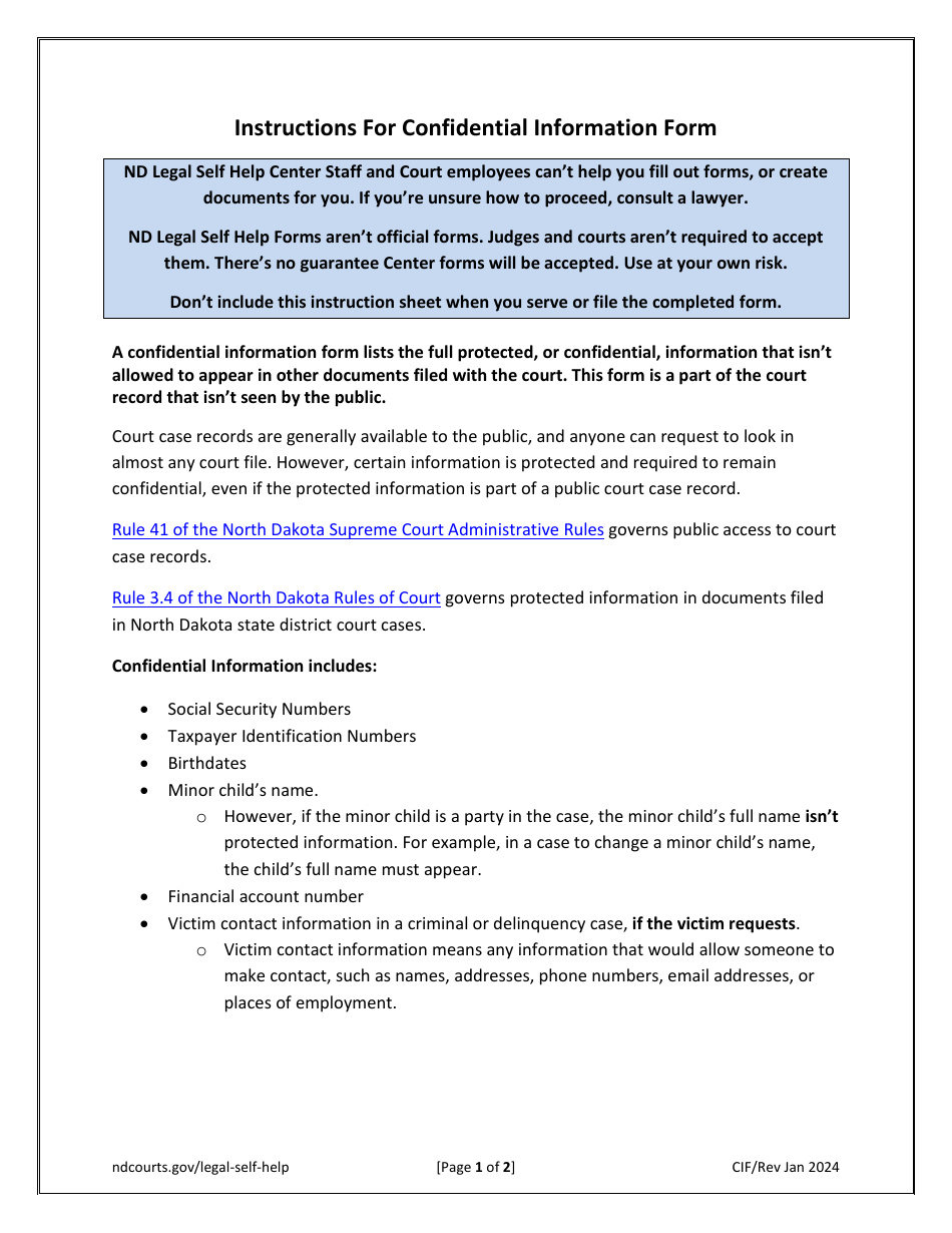 North Dakota Confidential Information Form - Fill Out, Sign Online and ...