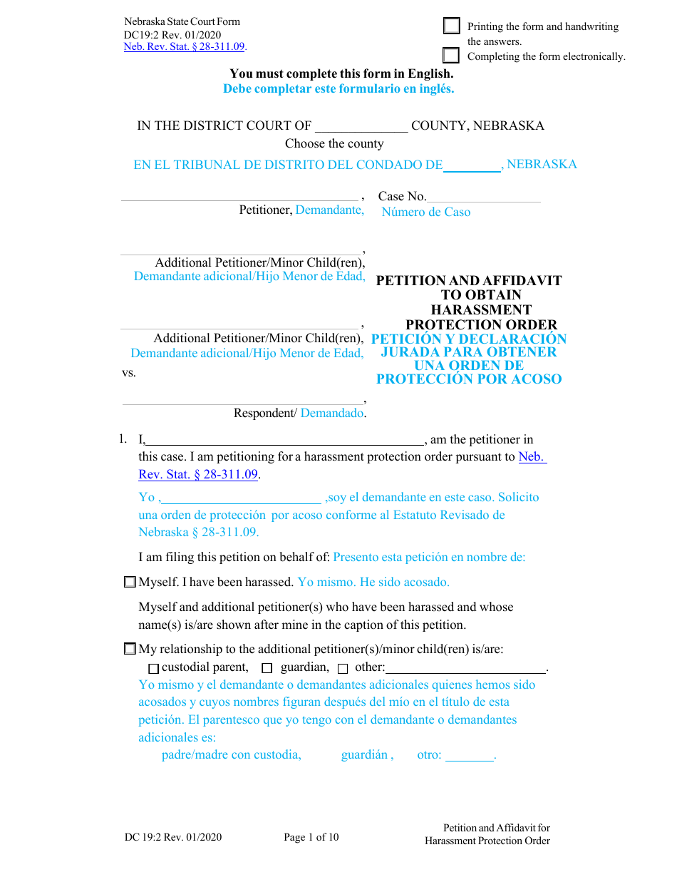 Form DC19:2 - Fill Out, Sign Online and Download Fillable PDF, Nebraska ...