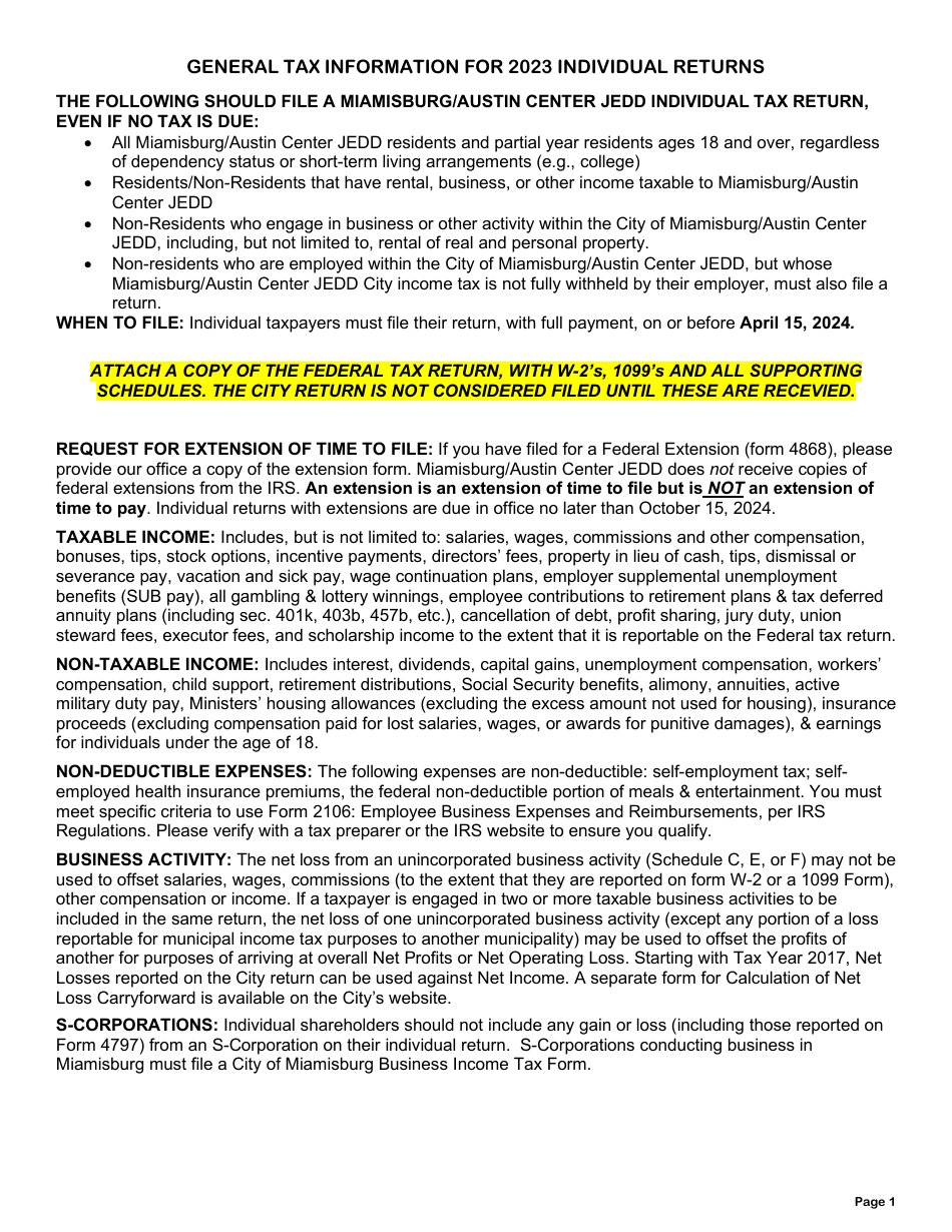 Download Instructions for Individual Income Tax Return PDF, 2023 ...