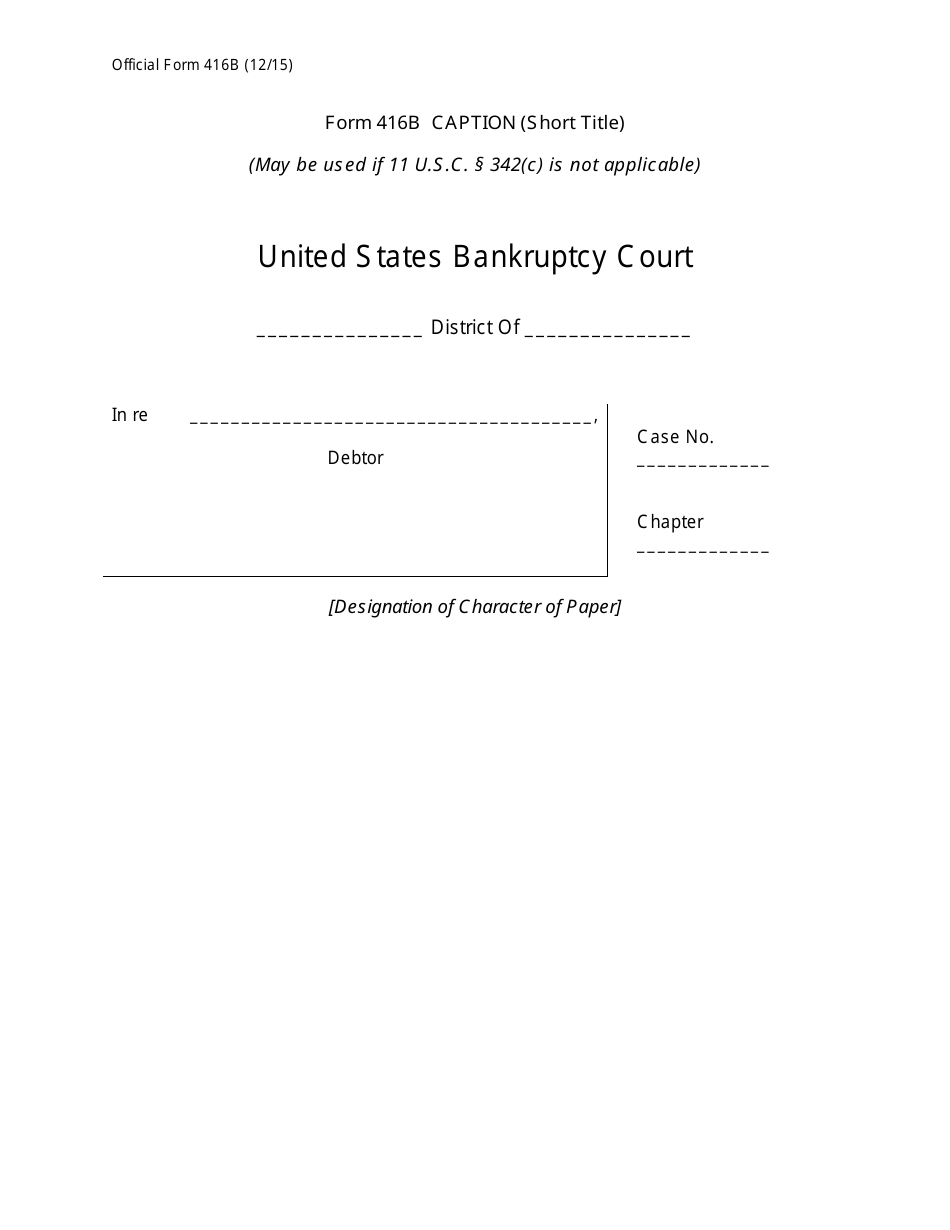 Official Form 416B - Fill Out, Sign Online and Download Printable PDF ...