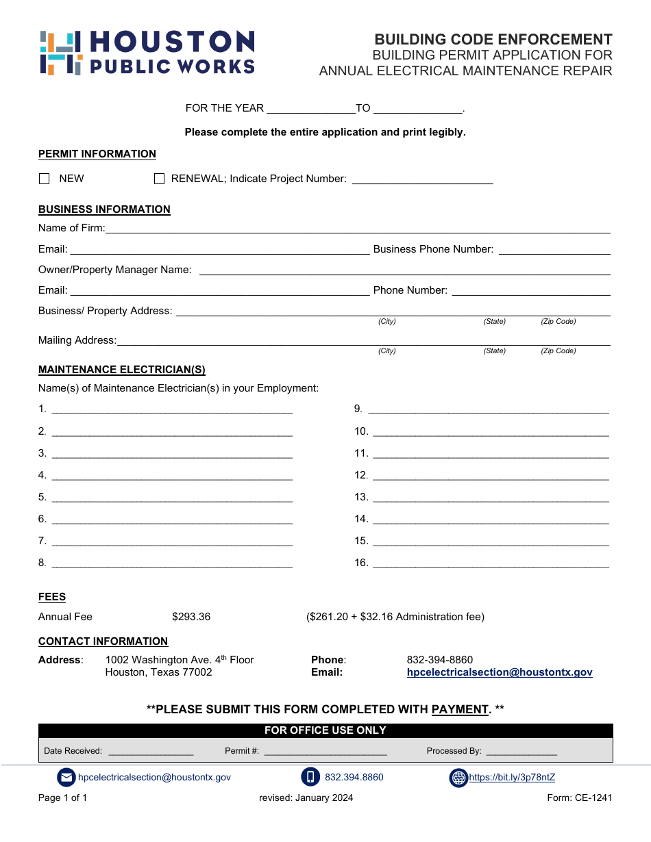 Form CE-1241 - Fill Out, Sign Online and Download Fillable PDF, City of ...