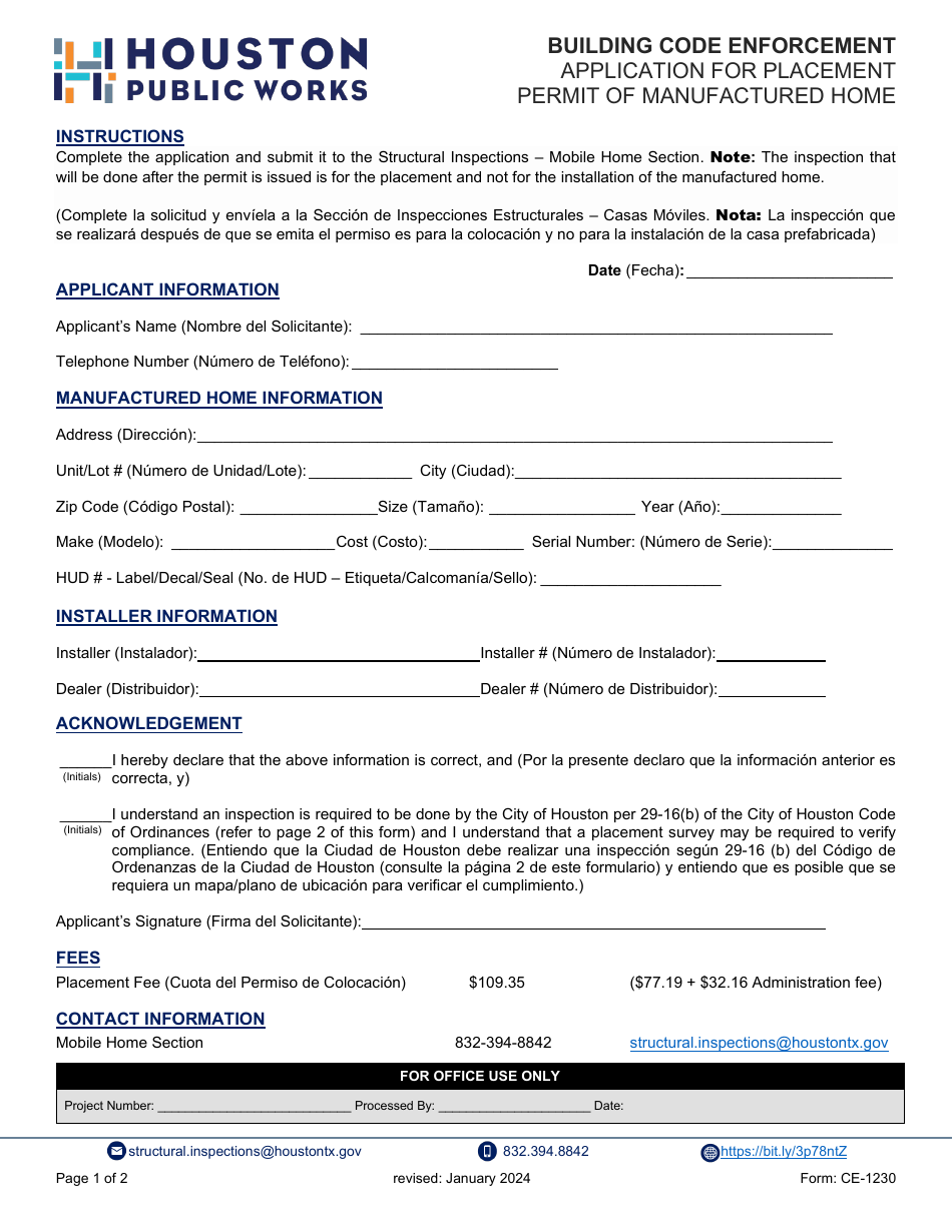 Form CE-1230 Download Fillable PDF or Fill Online Application for ...