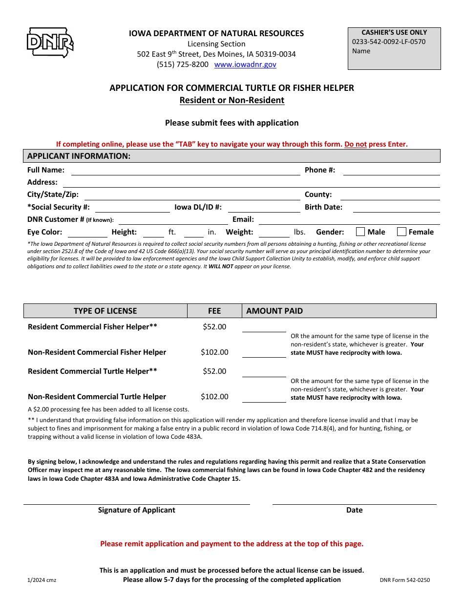 DNR Form 542-0250 - Fill Out, Sign Online and Download Fillable PDF ...