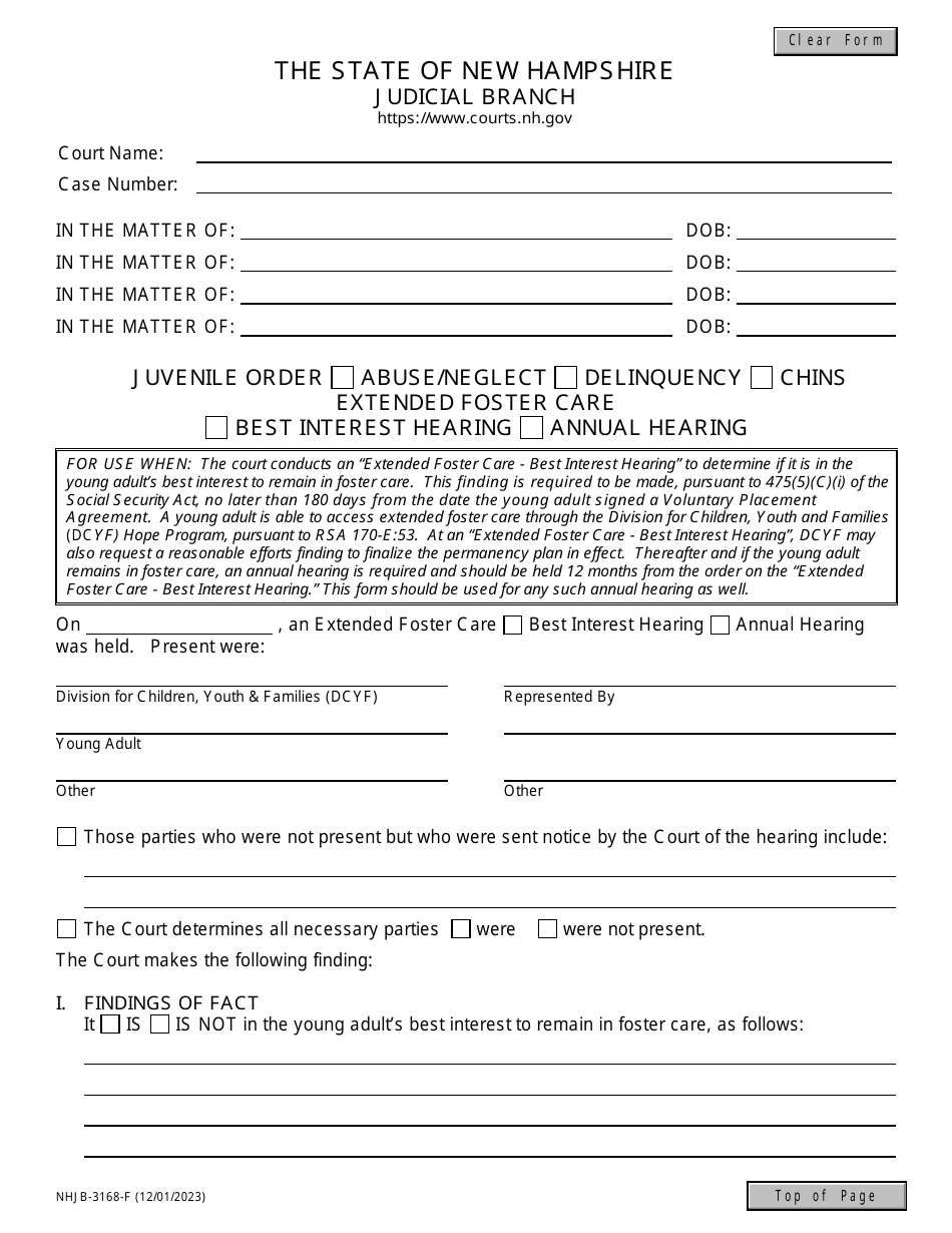 Form NHJB-3168-F - Fill Out, Sign Online and Download Fillable PDF, New ...