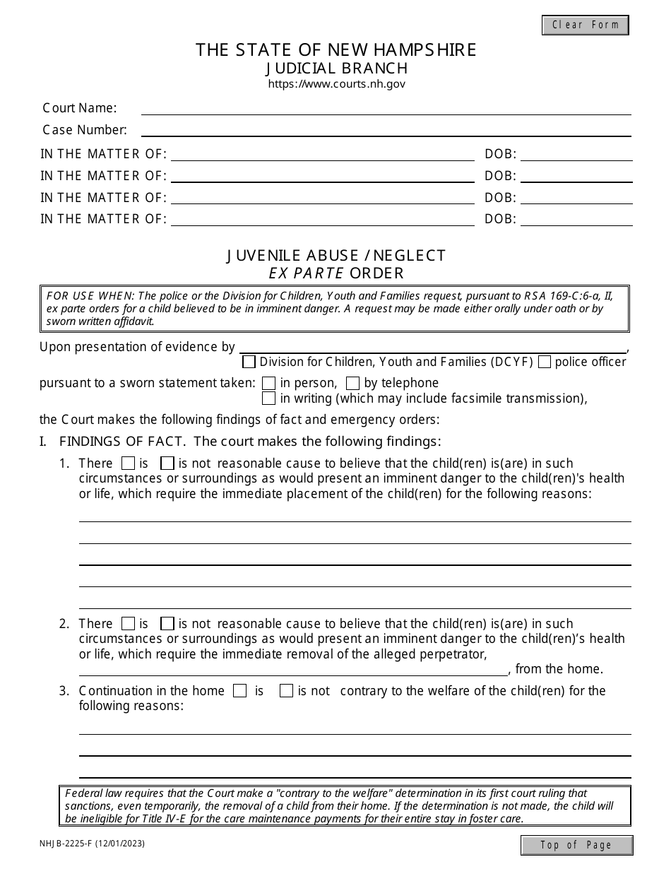 Form NHJB-2225-F - Fill Out, Sign Online and Download Fillable PDF, New ...