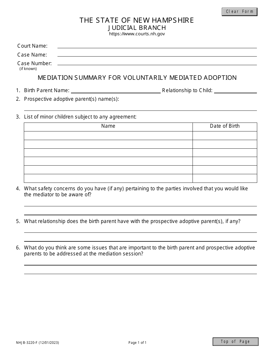 Form NHJB-3220-F - Fill Out, Sign Online and Download Fillable PDF, New ...