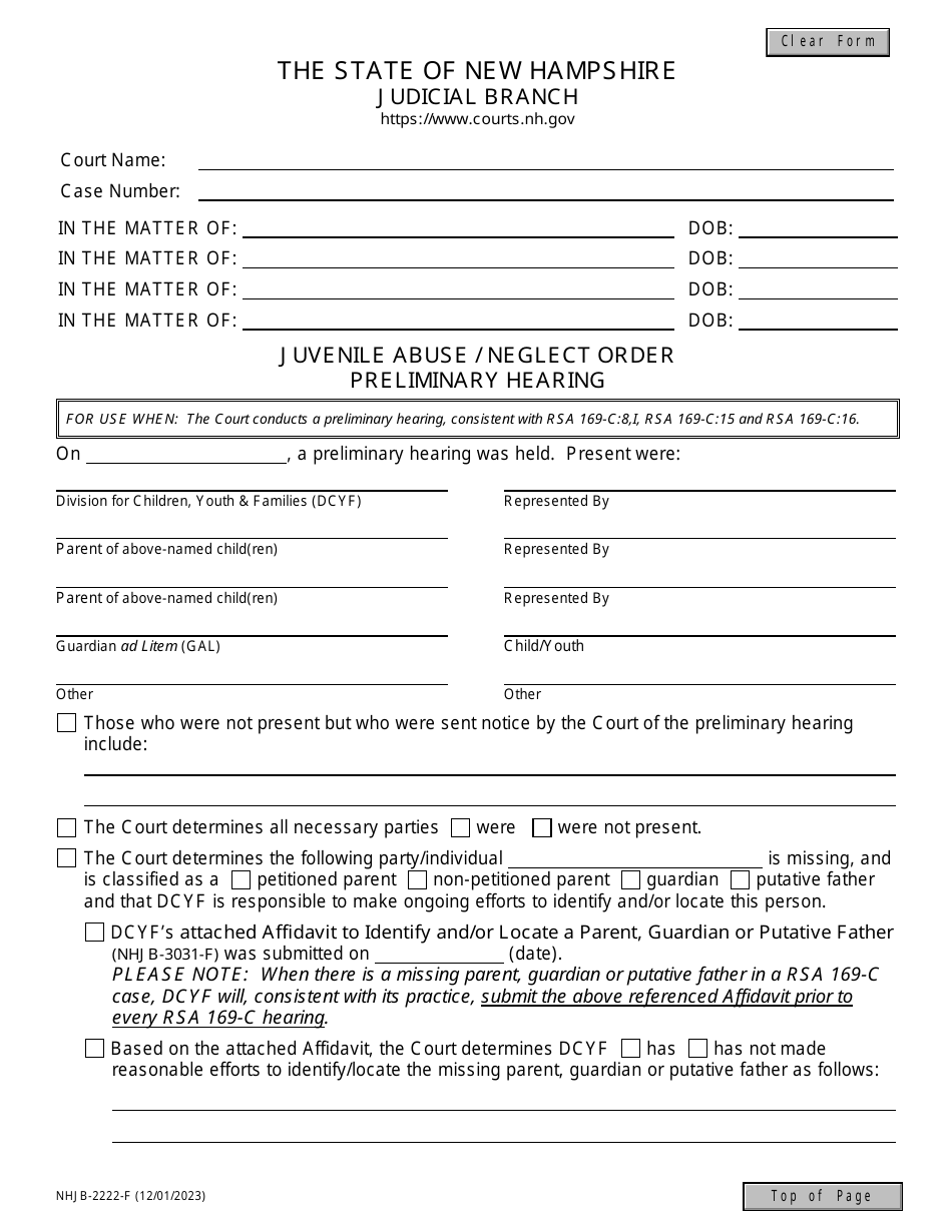Form NHJB-2222-F - Fill Out, Sign Online and Download Fillable PDF, New Hampshire | Templateroller