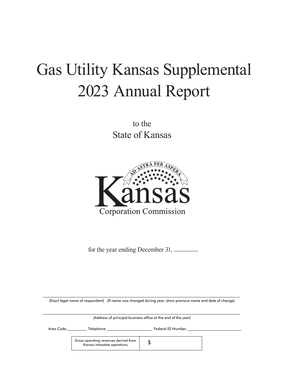 2023 Kansas Gas Utility Kansas Supplemental Annual Report - Cover Only ...