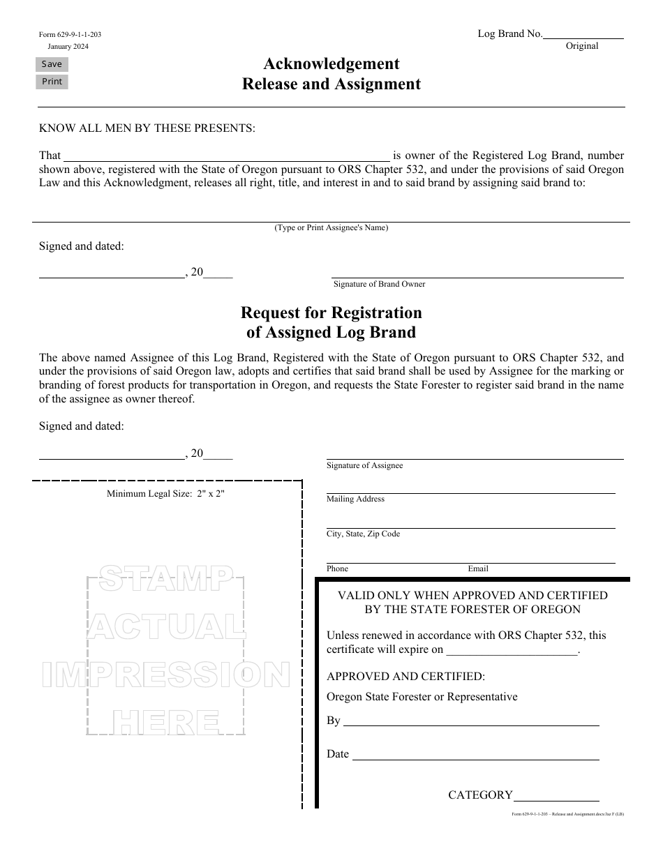 Form 629-9-1-1-203 Download Fillable PDF or Fill Online Acknowledgement ...