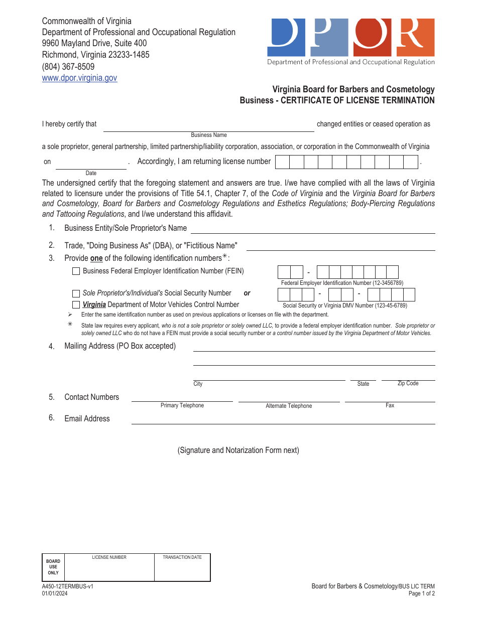 Form A450-12TERMBUS - Fill Out, Sign Online and Download Fillable PDF ...