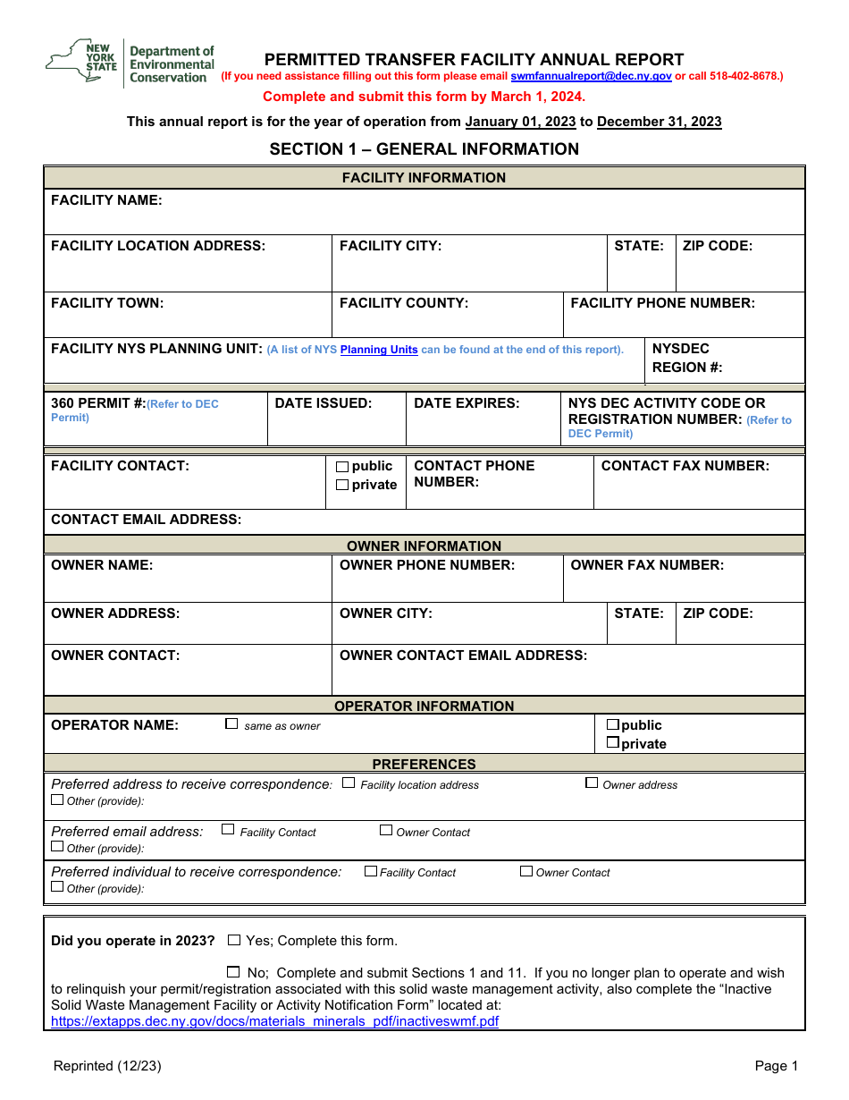 2023 New York Permitted Transfer Facility Annual Report Download ...