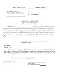 Alabama Affidavit of Petitioner - Fill Out, Sign Online and Download ...