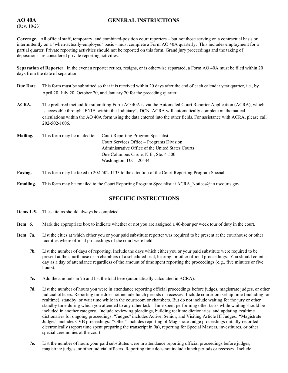 Download Instructions for Form AO40A Attendance and Transcripts of ...